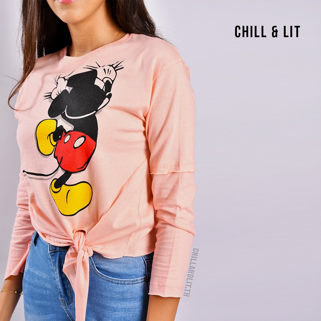 Pull Avec Nœud Motif Mickey Manches Longues | Chill&Lit